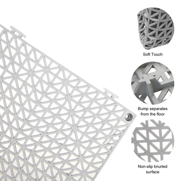 YOUNTHYE 12 Pack 12 x 12 Inch Interlocking Drainage Tiles Rubber Outdo ...