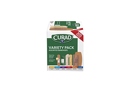 Curad Bulk Variety Pack Assorted Bandages, Flex-Fabric, Waterproof, Pl ...