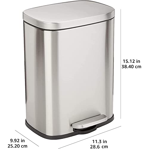 Amazon Basics Smude Resistant Small Rectangular Trash Can With Soft-Cl ...