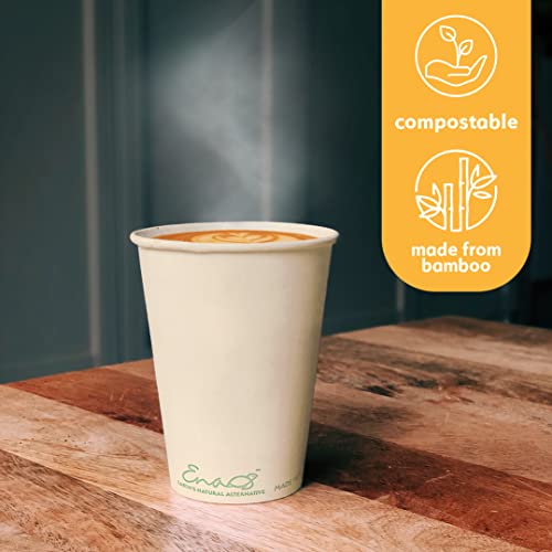 100% Compostable Disposable Coffee Cups [12oz 80 Pack] Paper Cups Made ...