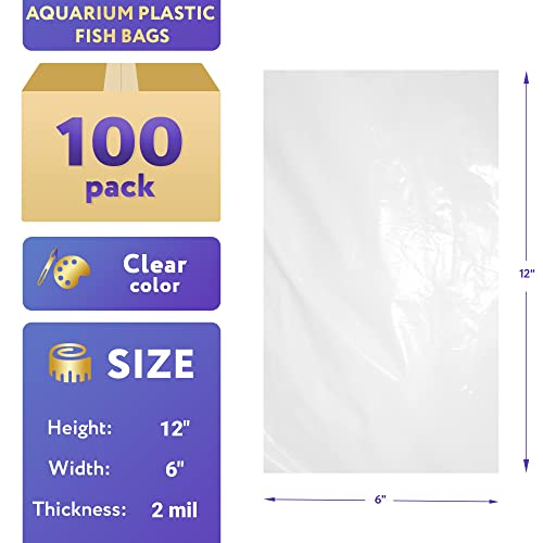APQ Clear Plastic Fish Bags 6" x 12", Pack of 100 Large Fish Bags for ...