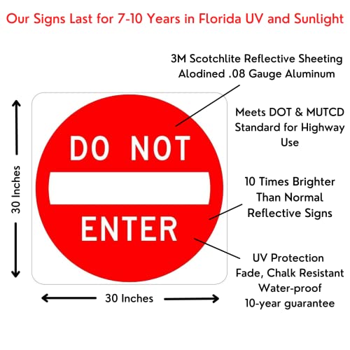 Do Not Enter Sign 30 x 30. A Real Sign. 3M High Intensity Prismatic Re ...