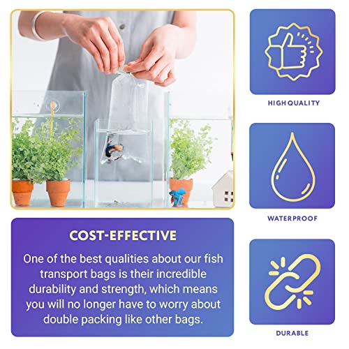 APQ Clear Plastic Fish Bags 6" x 12", Pack of 100 Large Fish Bags for ...