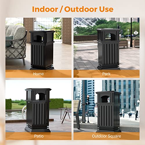 BEAMNOVA Outdoor Trash Can Matte Black Garbage Enclosure with Locking ...